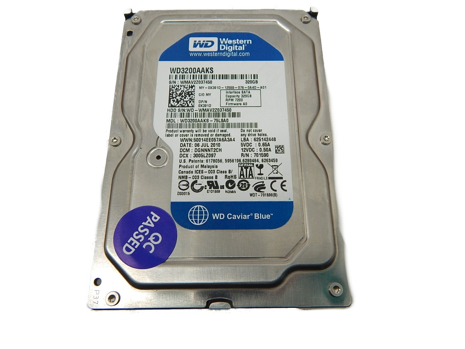 Dell Western Digital 320GB 7.2K RPM 3Gbp/s SATA 3.5 Inch Hard Drive X391D WD3200AAKS-75L9A0