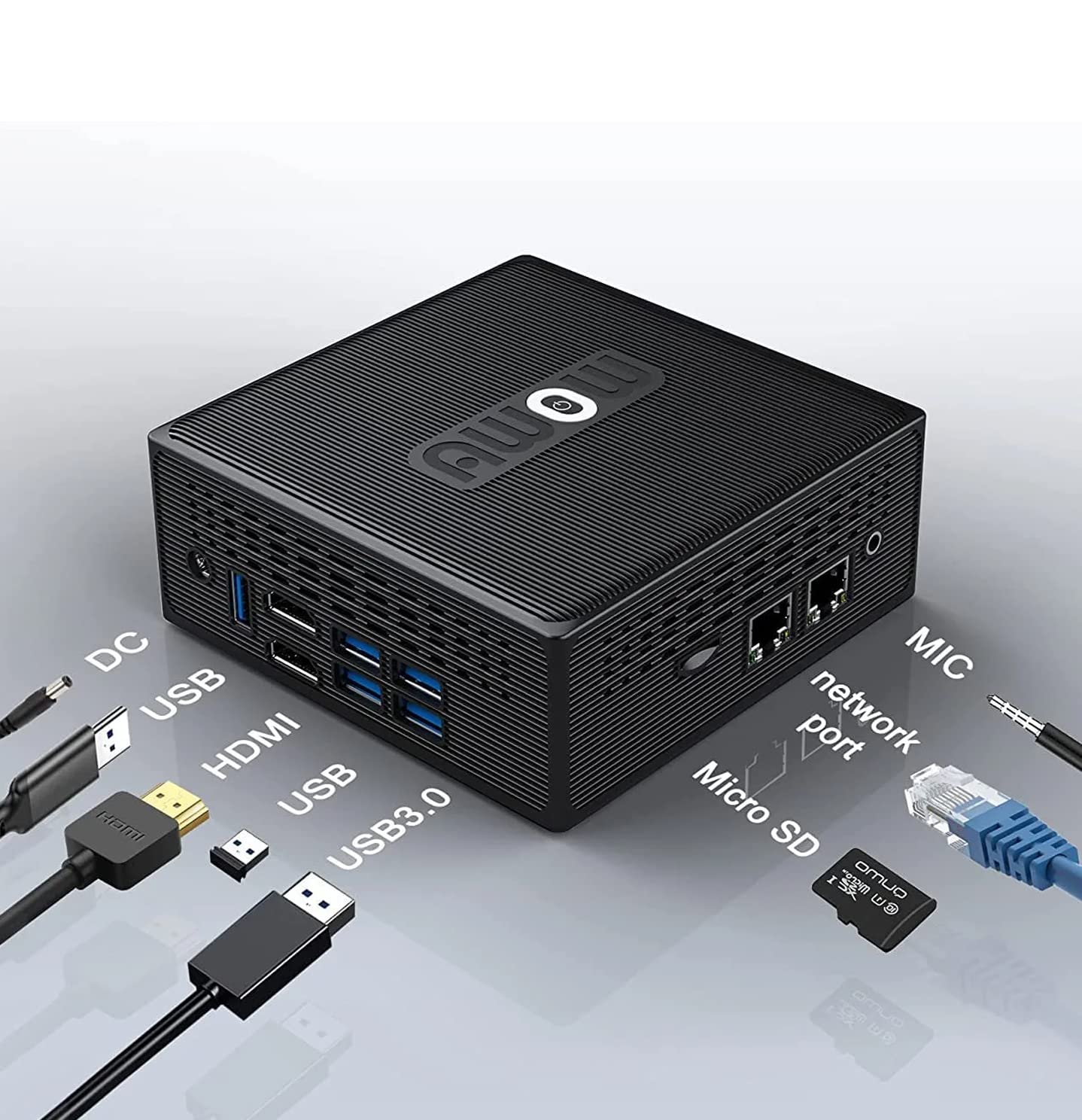 AWOW Mini PC, Intel Celeron J3455 6GB LPDDR4 256GB SSD, Mini Desktop Computer, AK34 PRO Quad Core Small Computer, Dual Gigabit Ethernet NIC, 2*HDMI, 5*USB3.0