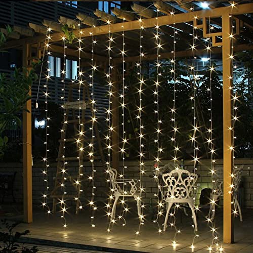Christmas Lights,3x3M Solar led String Light， Outdoor Fairy Curtain Lights， Garland Window Christmas Decoration， for Home Garden Party Solar Lamp