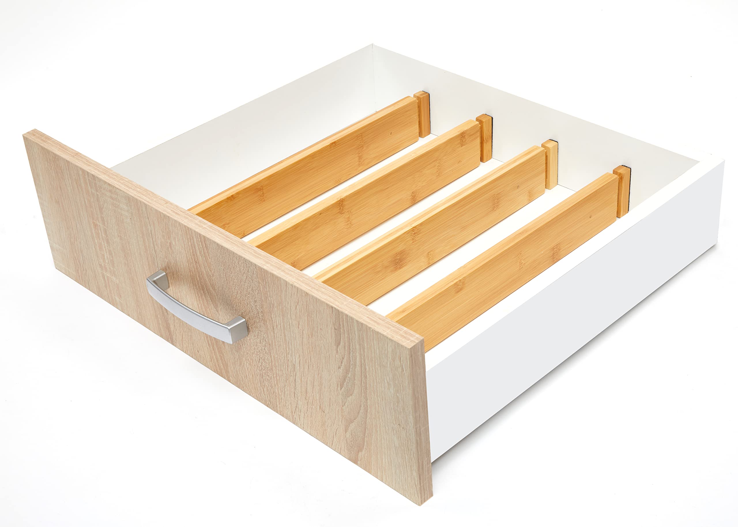 RoyalHouse Large Drawer Organizer (18" - 22") Adjustable Bamboo Drawer Dividers Organizers, Expandable Drawer Separators for your Kitchen, Bedroom, Bathroom, Dresser, Office, and More (4 pieces)