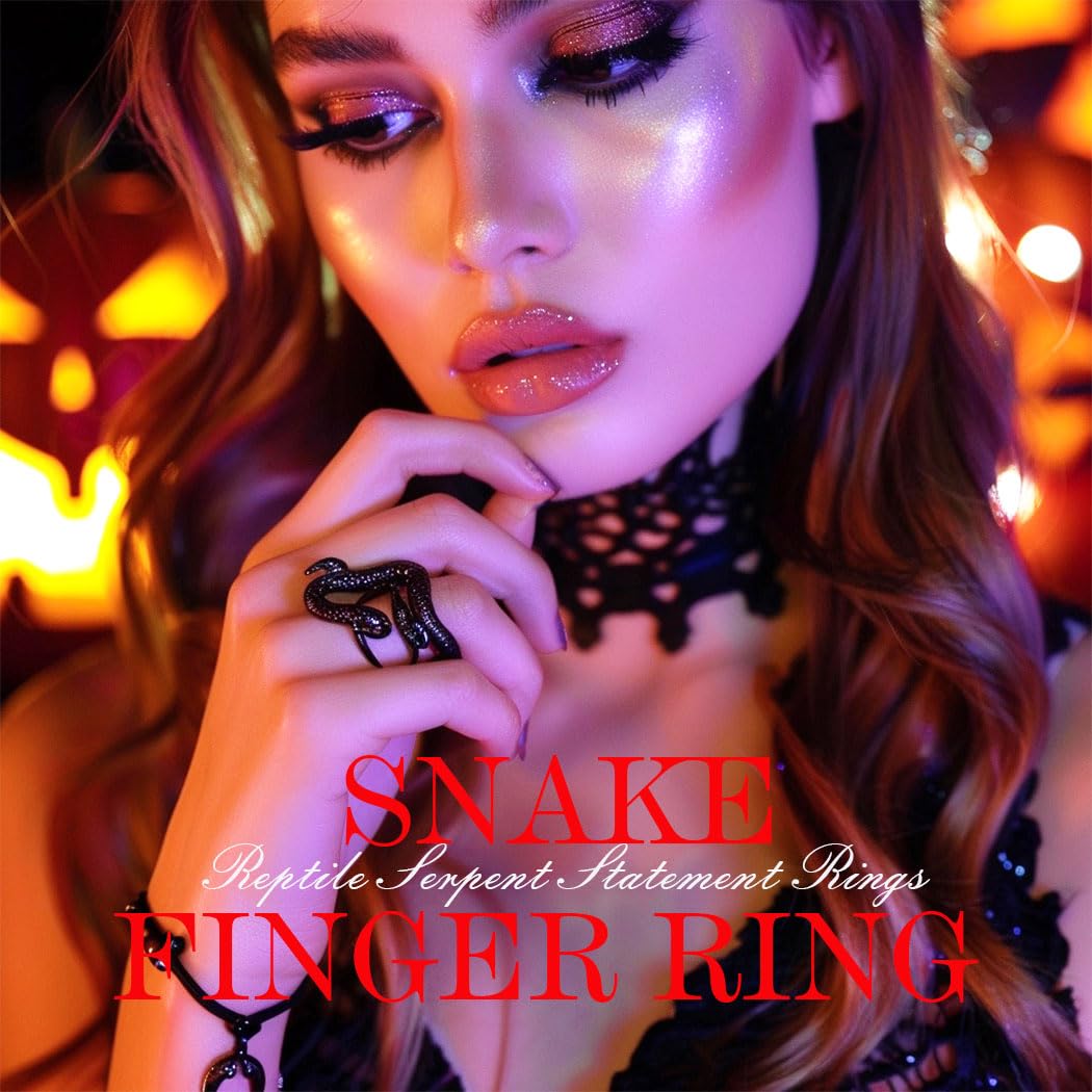 GRAEEN Snake Ring Vintage Snake Knuckle Rings Statement Biker Stackable Ring Reptile Serpent Band Ring Jewelry for Women (Style B)