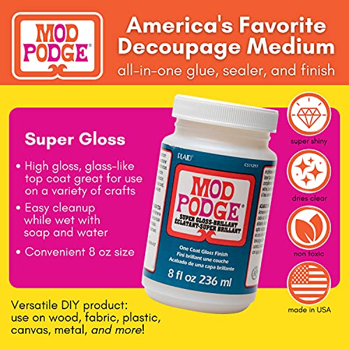 Mod Podge Super Thick Gloss (8-Ounce), CS11297 & CS11301 Waterbase Sealer, Glue and Finish, 8 Oz, Matte