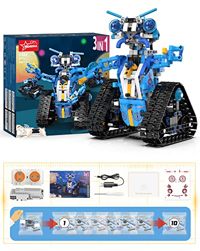 Henoda Robot Toys for 8-12 Year Old Boys Girls, Remote Control Science Programmable Building Block Kit with APP, Birthday Gifts for 8-16 Year Old Boys Girls
