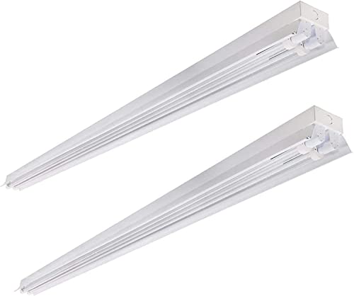 BRILLIHOOD 8FT LED Garage Shop Light, 80W (190W Equiv.), 8000LM LED Ceiling Light Fixtures, 6000K (Cool White), T8/T12 Fluorescent Light Fixture for Warehouse, Supermarket, Workshop Office, 2-Pack
