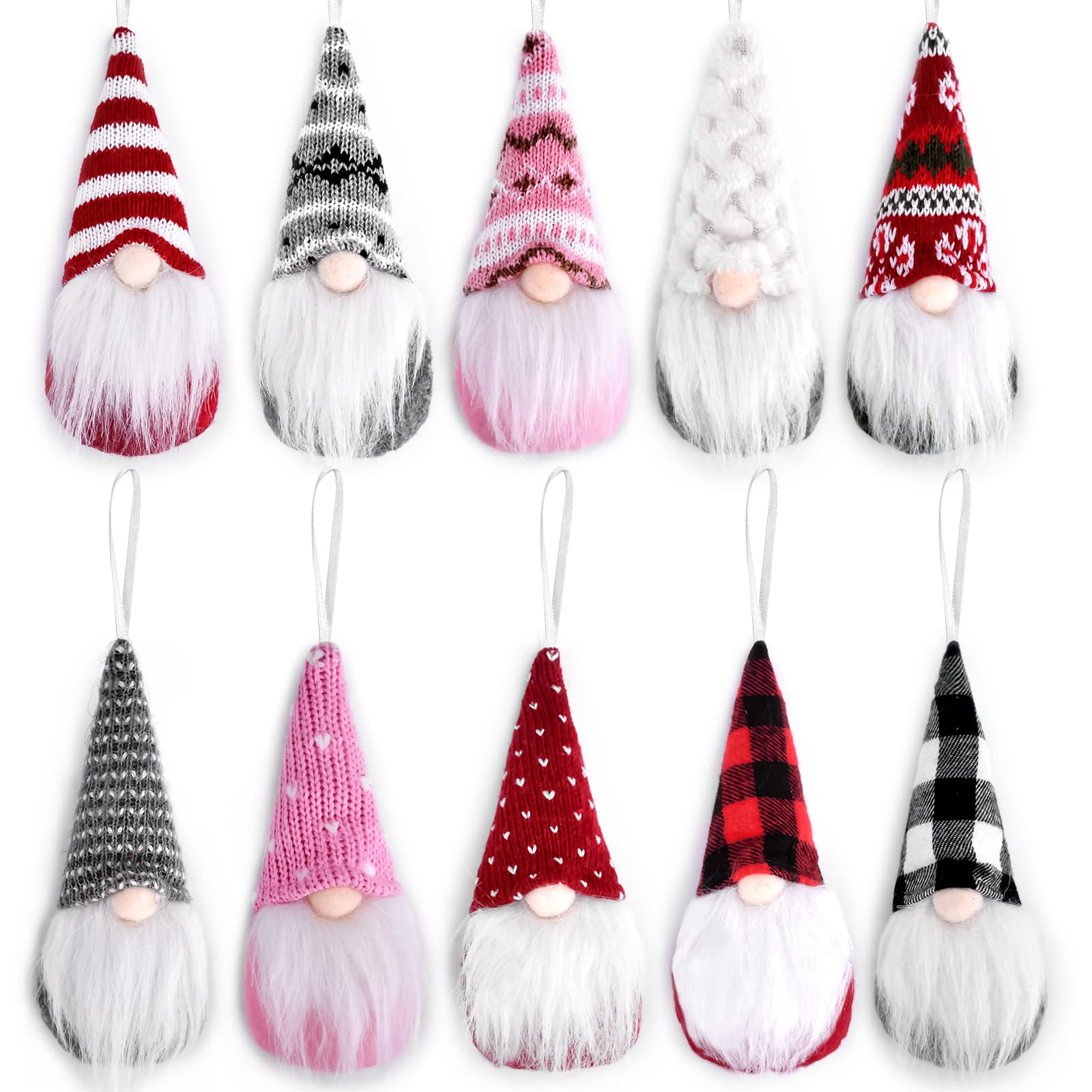 Christmas Tree Decorations Hanging Gnomes Ornaments Set of 10,Handmade Plush Gnome Santa Elf Hanging Home Christmas Decor,Yard Garden Indoor Outdoor Party Farmhouse Holiday Decor