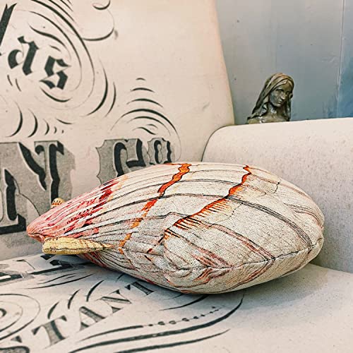 Flooreal Seashell Shape Decorative Cushion Throw Pillow 17.7" 3D Plush for Home Sofa Couch Bed Office Car Sea Ocean Conch 100% Polyester