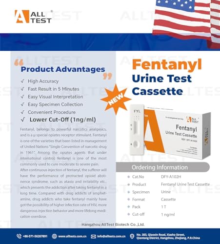 AllTest Fentanyl Urine Test Cassette - at Home Test with Lab Analysis, OTC Cleared, CLIA Waved, 510k Cleared