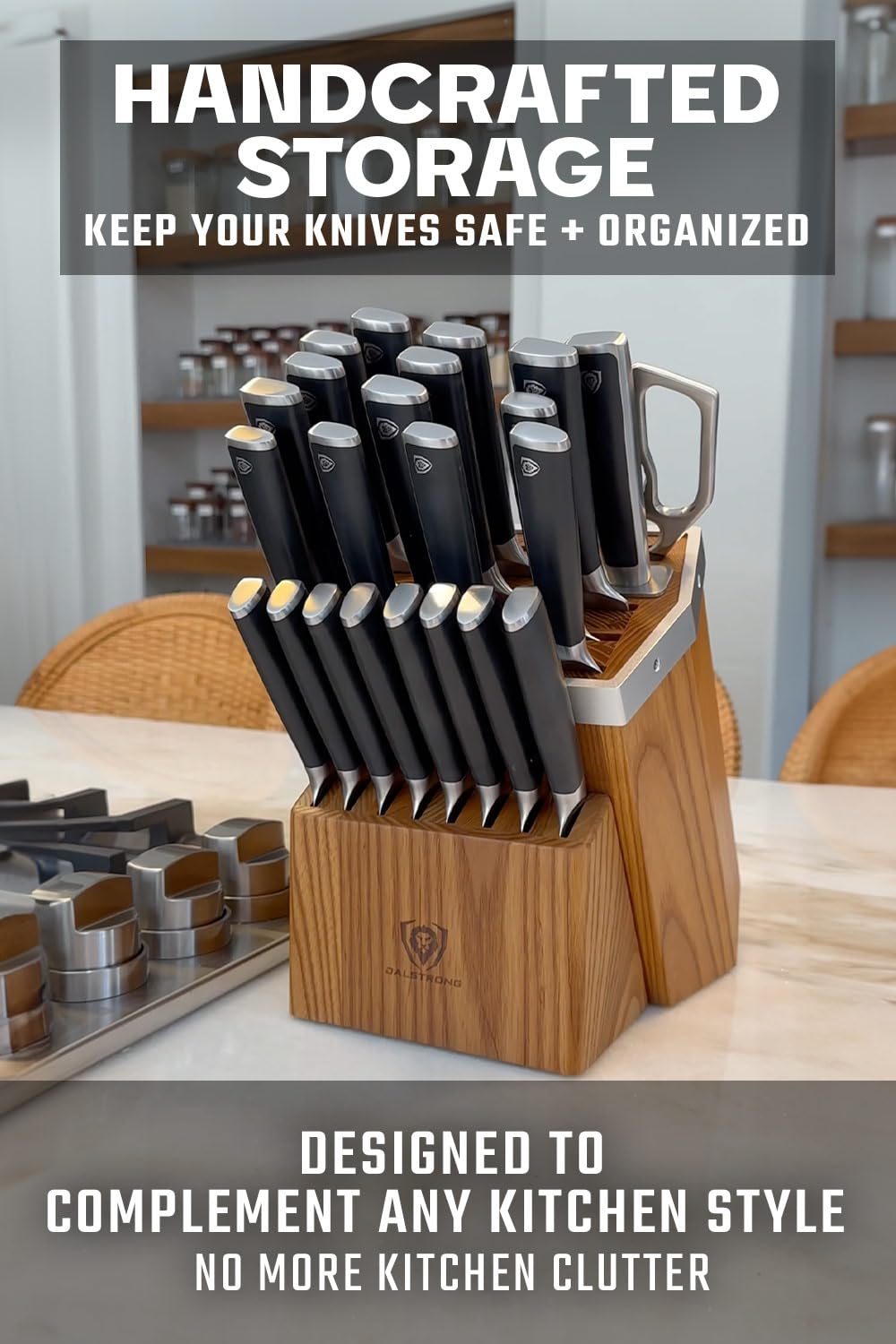 DALSTRONG Vanquish Series-24pc Stainless Steel Knife Set with Block and Kitchen Scissors-Forged High Carbon German Steel-Gift Knife Set w/POM Black Handle-NSF Certified