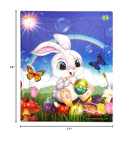Just Smarty Jigsaw Puzzle Easter Bunny 26 Pieces for Kids Ages 3, 4, 5, 6 Year Old with Fun Shapes and Tray. Easter Gifts & Preschool Learning for Ages 3-6