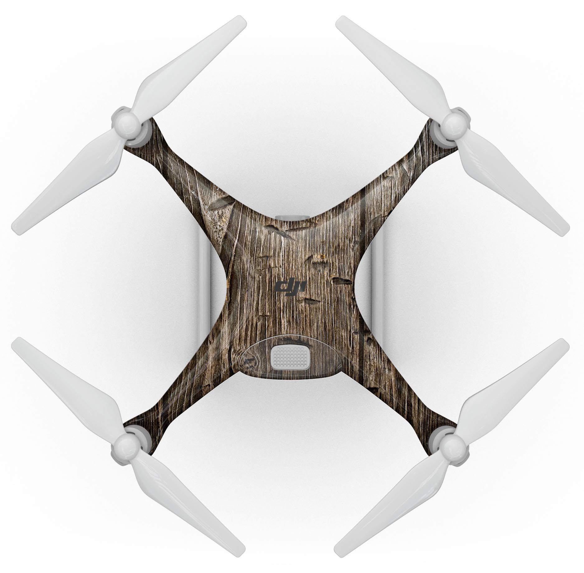Design Skinz Design Skinz Rough Textured Dark Wooden Planks Full-Body Wrap Decal Skin-Kit Compatible with The Drone DJI Mavic