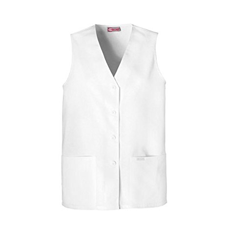 Cherokee Women Scrubs Vest Button Front 1602, XL, White