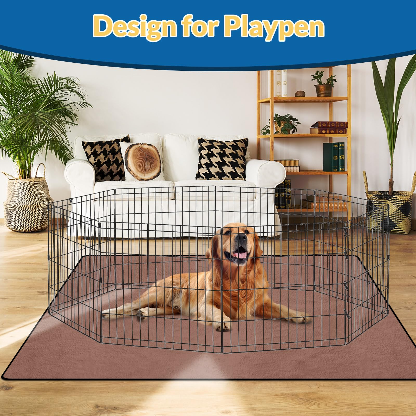 Barpor 48" x 66" Washable Dog Pee Pads Reusable Non-Slip - Puppy Pads Indoor Potty Training Leakproof, Whelping Pads for Floor, Bed, Crate, Cadges, Playpen, Couch Waterproof, Coffee