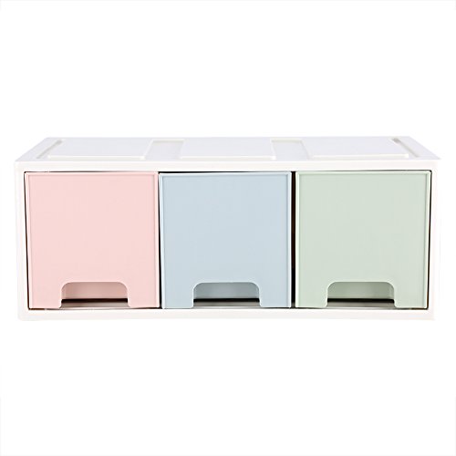 Stacking Storage Drawer, Plastic Storage Box Multi Grids Multifunctional Storage Container for Office Living Room Kitchen Bathroom(Triple-High)