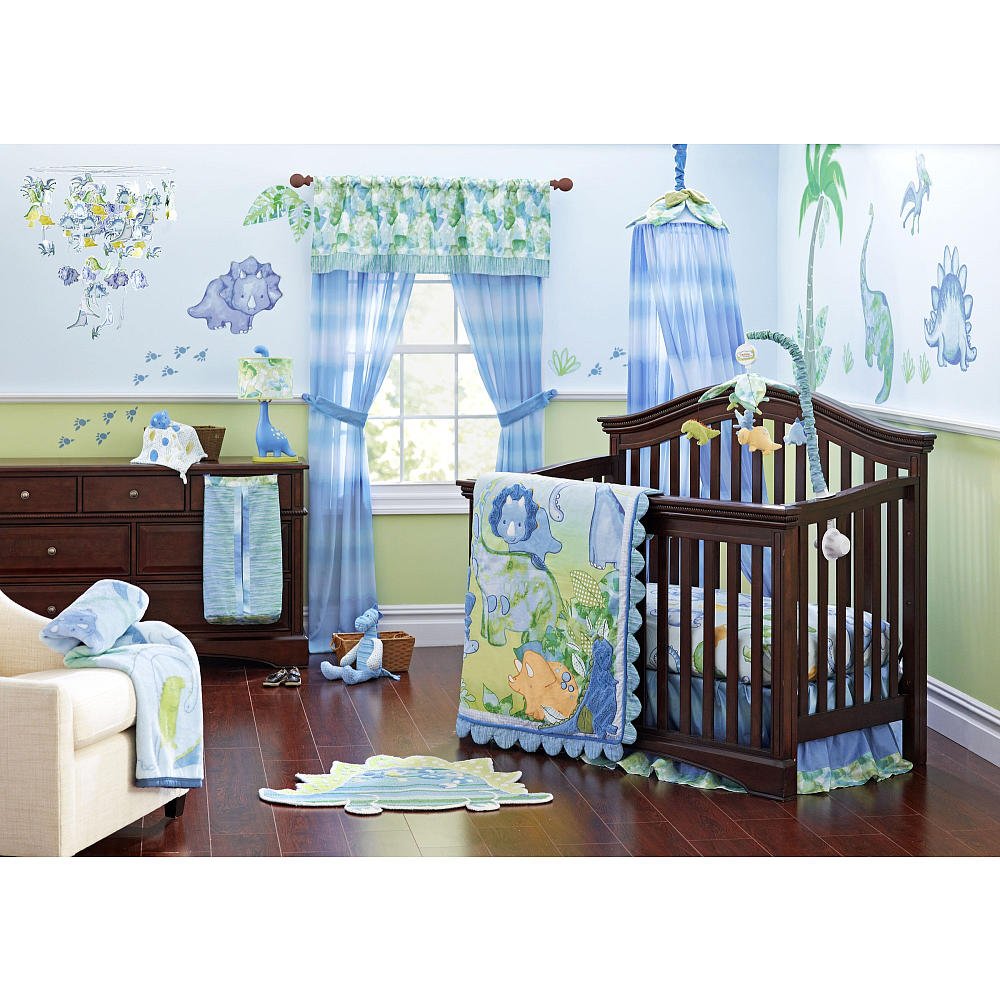Truly Scrumptious by Heidi Klum Dinosaur Tracks Infant Boys Crib Sheet Blue