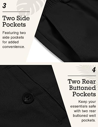 COOFANDY Men Casual Linen Pants Beach Summer Lightweight Pants Elastic Waist Drawstring Loose Trousers (Black, L)