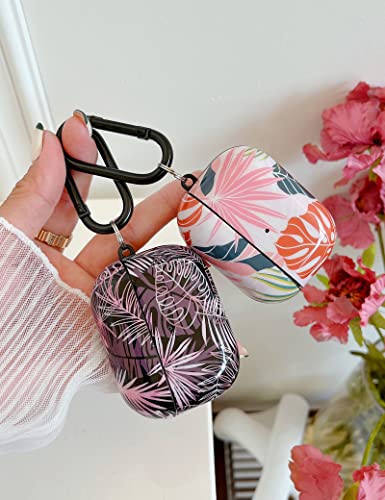 Flower Case Compatible with Apple AirPods Pro Floral, Leaf Smooth Design Cute Kawaii Protective Case Anti-Fall Headphone Case for Airpod Pro Case (AirPods Pro, Rose Gold Leaf)