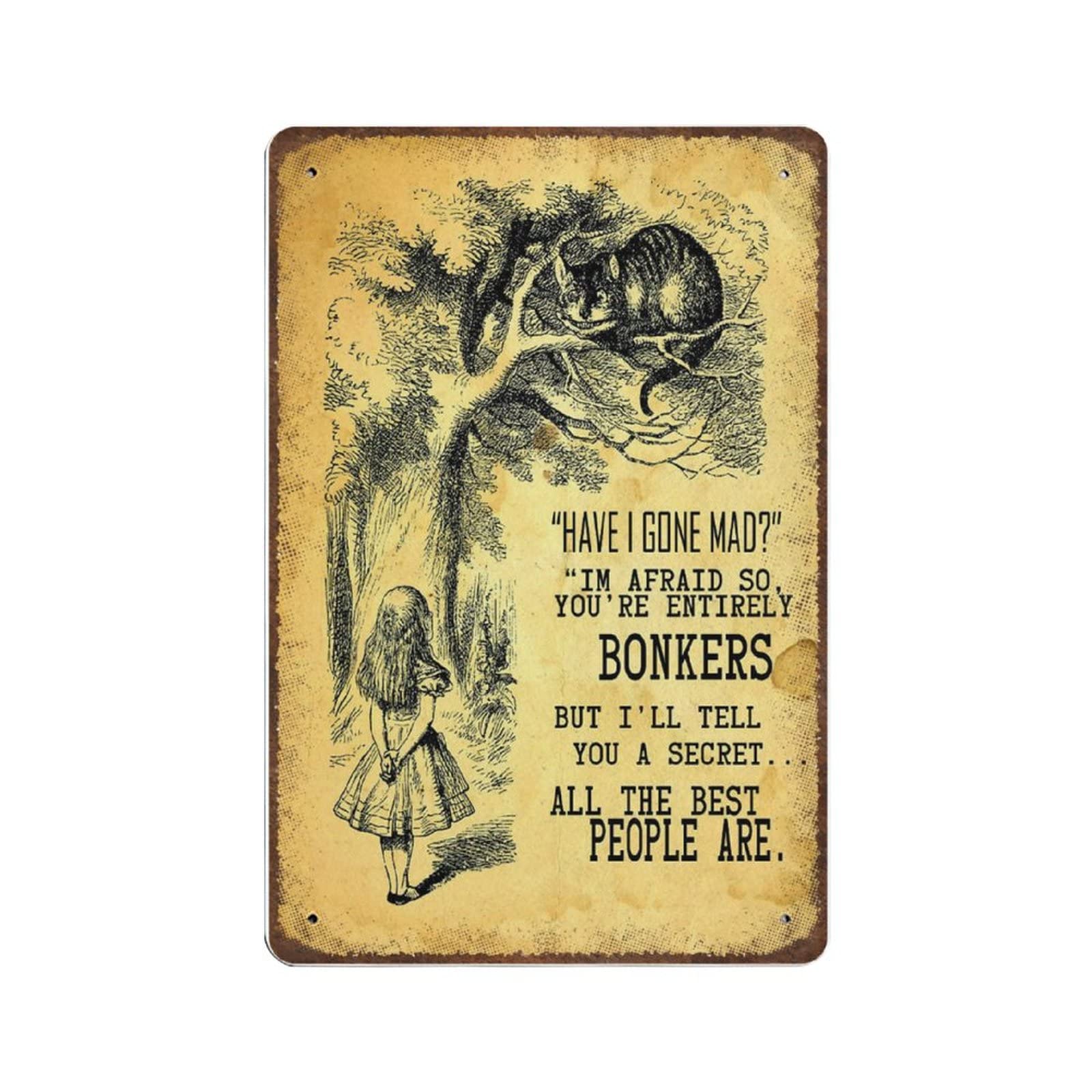 HGB DAIERCY Vintage Thick Metal Tin Sign-Alice in Wonderland Tin Sign -Novelty Posters,Home Decor Wall Art,Funny Signs for Home/Kitchen/Garage/Man Cave,Size 8x12 inches