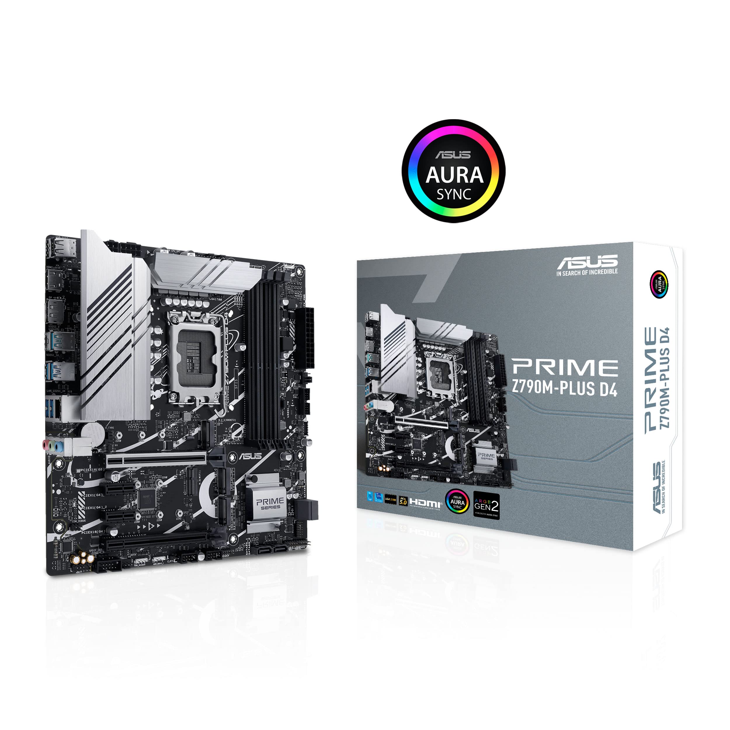 ASUS Prime Z790M-Plus D4 LGA 1700(Intel 14th,12th&13th Gen) microATX Motherboard (PCIe 5.0, 3xM.2 Slots,10+1 DrMOS,DDR4,1Gb LAN,USB 3.2 Gen 2x2 Type-C,Front USB 3.2 Gen 1 Type-C,Thunderbolt 4 USB4)