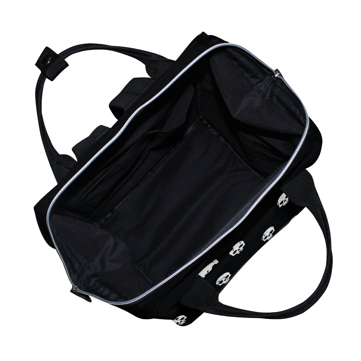 My Little Nest Large Capacity Diaper Bag Black White Skulls Pattern Durable Multi Function Travel Backpack for Mom Girls