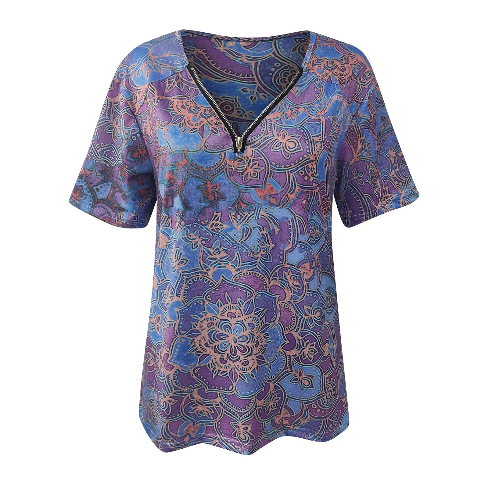 KHIIen Women Causal 1/4 Zip Pullover Short Sleeve Collar Sweatshirts Printing Activewear Lightweight Running Jacket