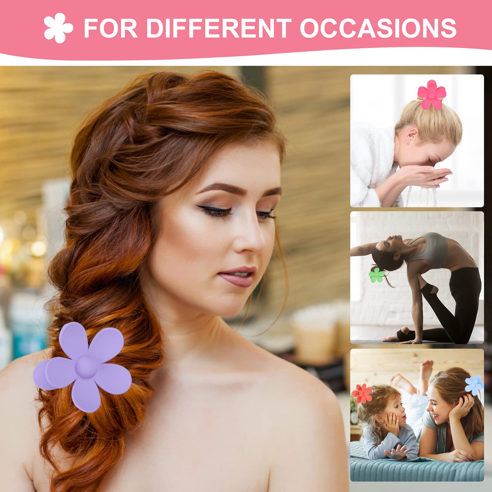 AYBLOOM Flower Hair Clips for Thick Hair - 12 PCS Large Matte Jaw Clips with Strong Hold, Daisy Accessories for Women