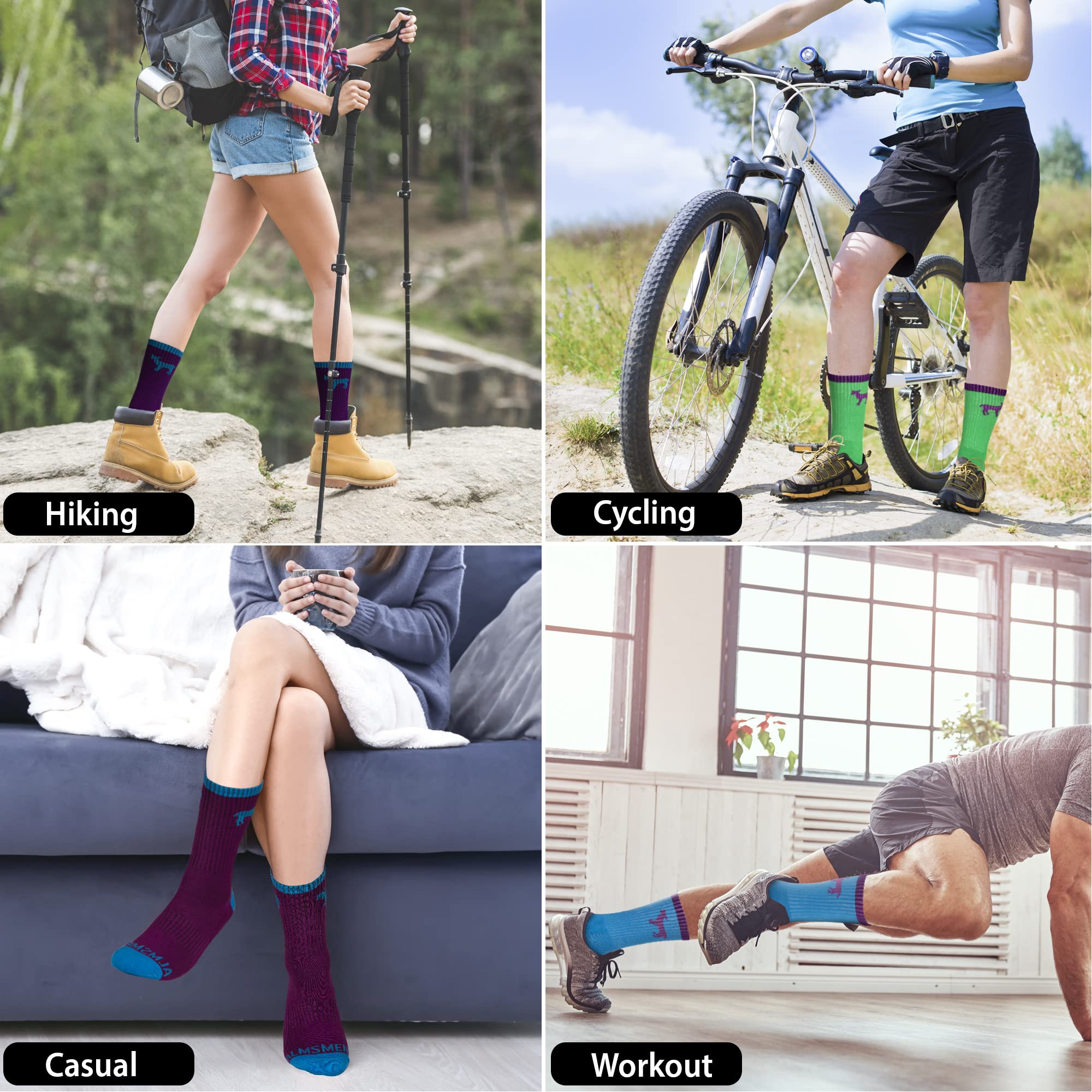 Almsmen 4 Pack Running Hiking Athletic Crew Socks, 100% Cotton for both Men and woman, Double Cushioned, You Buy = We Donate (as1, alpha, m, regular, regular)