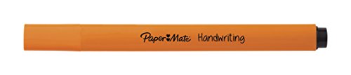 Paper Mate Handwriting Triangular Pens, Washable Black Ink, Orange Barrels, 24 Count (2021788)