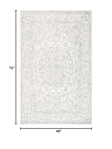 SAFAVIEH Trace Collection Accent Rug - 4' x 6', Ivory & Charcoal, Handmade Wool, Ideal for High Traffic Areas in Entryway, Living Room, Bedroom (TRC302H)