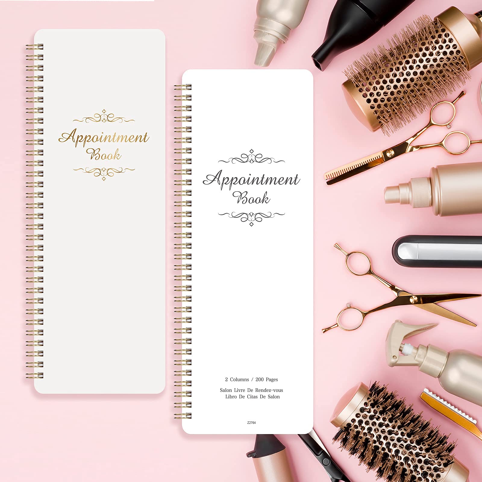 Appointment Book – Undated Salon Appointment Book, 15 Minute Intervals Day Planner, 4.5’’ x 11.5’’ Daily&Hourly Schedule Book, 2 Column&200 Pages, Strong Twin-Wire Binding, Hardcover, SPA Organizer