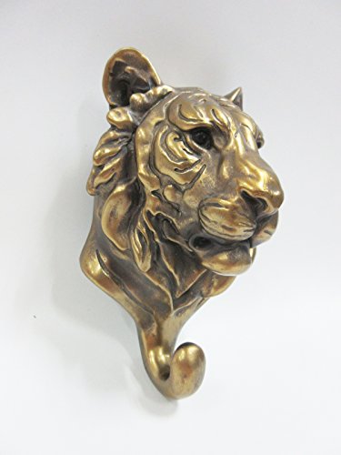 Pacific Giftware Wild Animal Head Single Wall Hook Hanger Animal Shape Rustic Faux Bronze Decorative Wall Sculpture (Tiger)