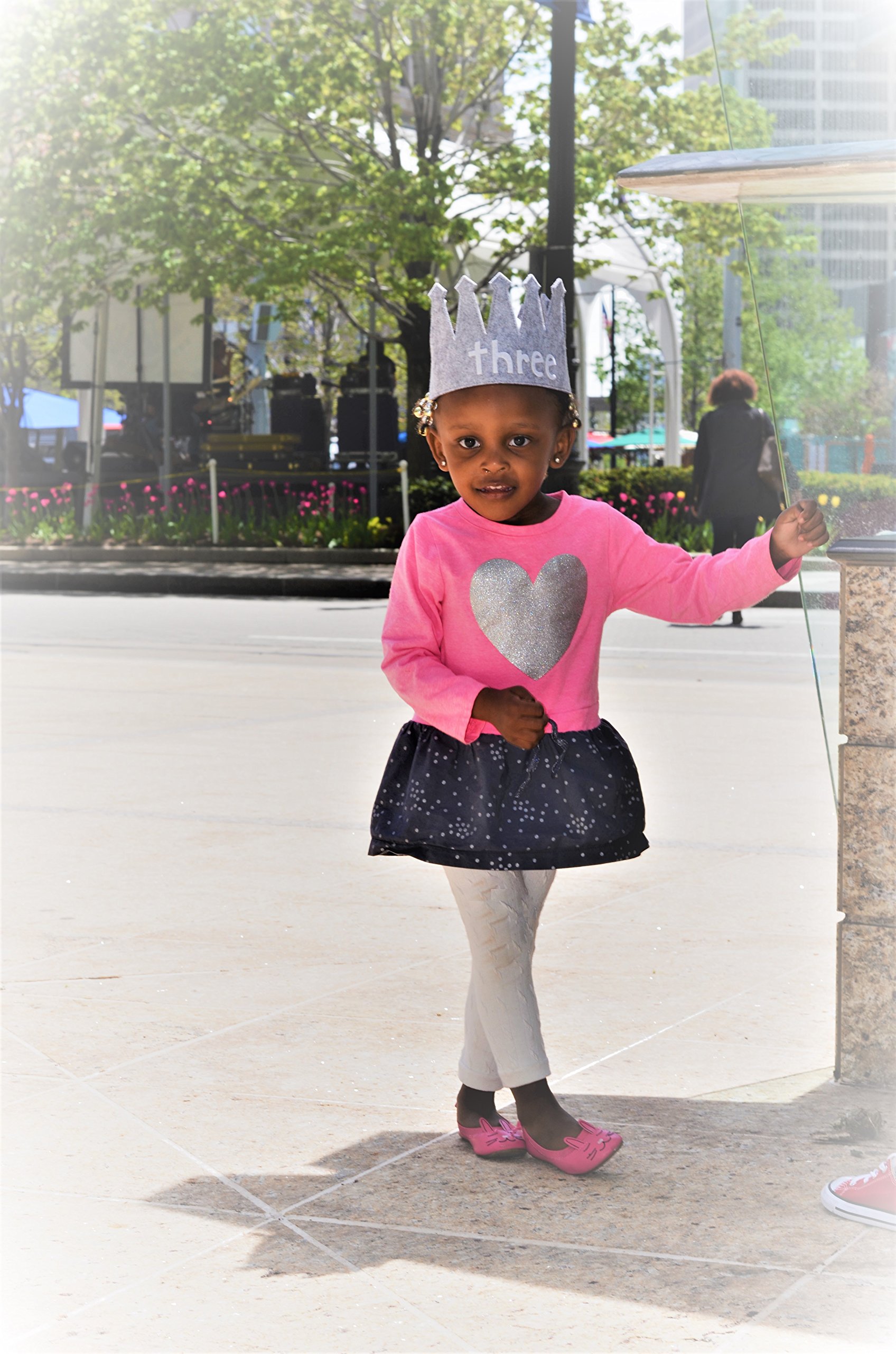 Toddler Third Crown Birthday Gray White Party I am 3 B-Day Hat Girl Boy