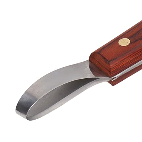 CHICIRIS Hoof Knife, 7.7in Right Hand Hoof Trimmer Crimping Farrier Tool with Ergonomic Wood Handle for Cows Horses Goats, Brown