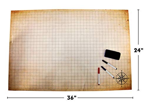 Catch A Falling Star Battle Grid Game, Game Mat, RPG Game Board. Erasers and Markers, Red Black and Blue Markers. Craft Your own Map DND Dragons Mines and Dungeons