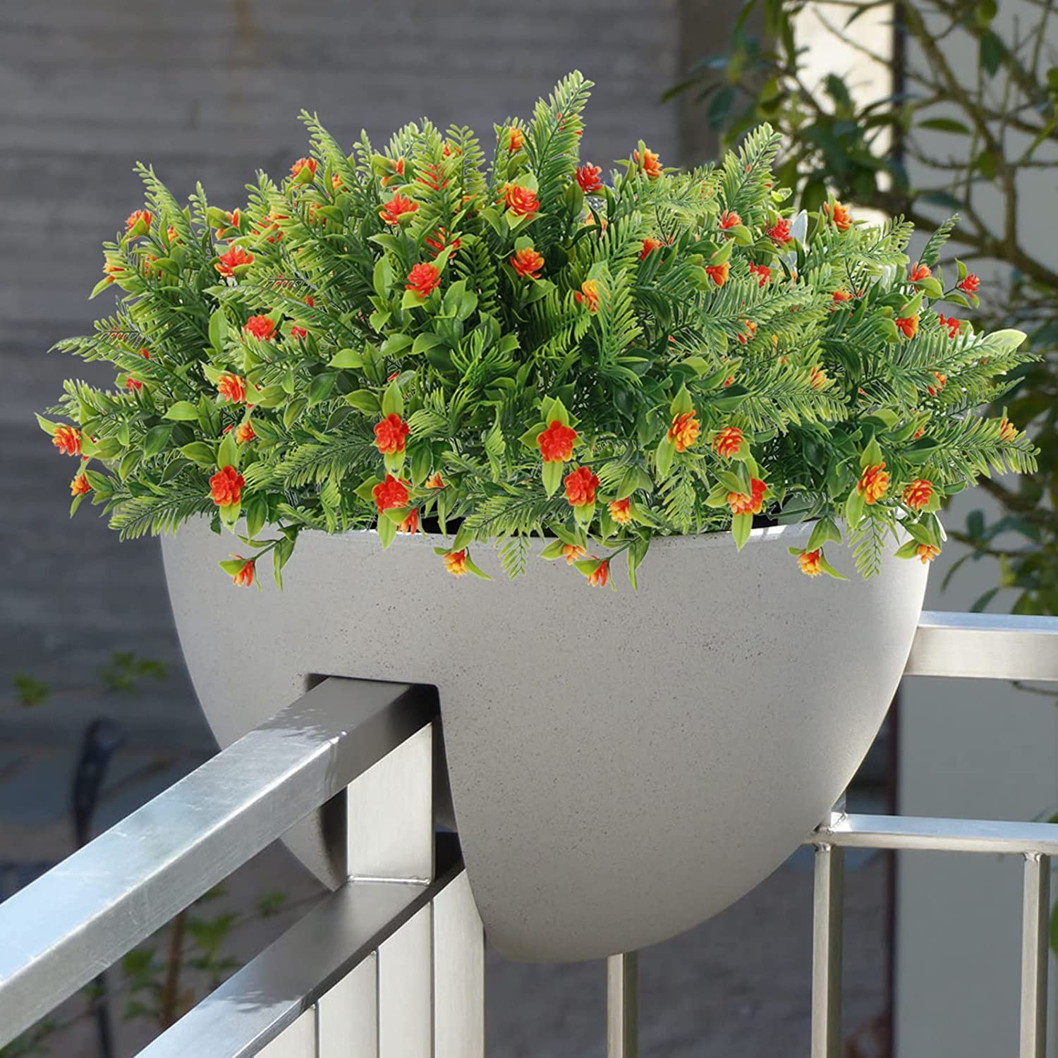 HO2NLE 12 Bundles Outdoors Artificial Flowers UV Resistant Shrubs Artificial Plants for Hanging Planter Window Box Front Porch Garden Home Farmhouse Garden Decoration