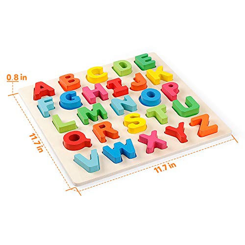 Coogam Wooden Alphabet Puzzle β ABC Letters Sorting Board Blocks Montessori Matching Game Jigsaw Educational Early Learning Toy Gift for Preschool Year Old Kids