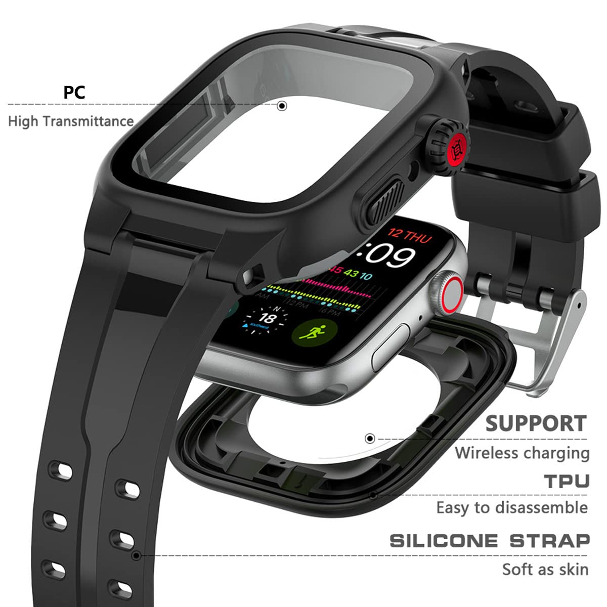 Apple Watch Series 8 7 45mm Waterproof ,Full-body Case with Built-in Screen Protector, Rugged Cover for iWatch S8/S7 45mm