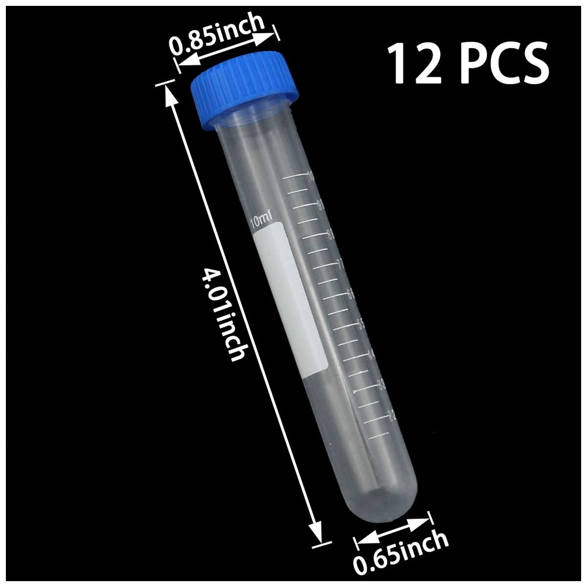 AYLIFU 12 Pieces 10ml Centrifugal Test Tube with Blue Screw Cover and Scale, Laboratory Screw Round-Bottom Plastic Centrifugal Tube, Suitable for Laboratory School Education