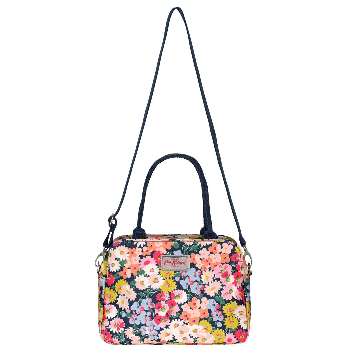 Cath Kidston Matt Oilcloth Busy Bag Handbag Crossbody Daisy Bed Pattern Navy Color