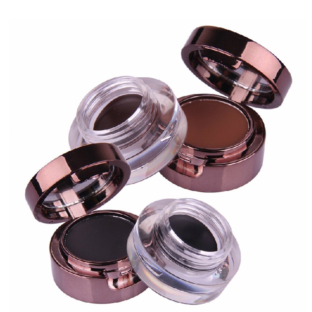 UCANBE 4 in 1 Black Brown Eyeliner Gel and Eyebrow Powder Makup Set Professional Water-proof Long Lasting Eye Liner Brow Kit with Double Ended Brush
