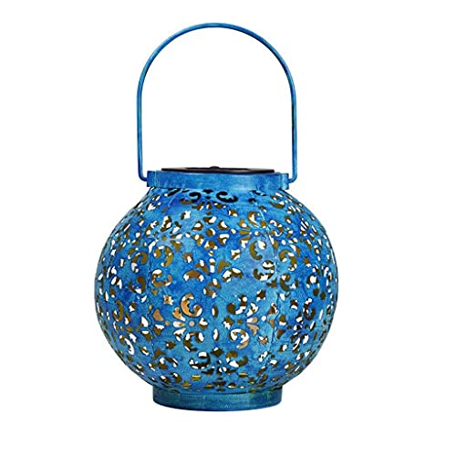 CHYSP Solar Led Iron Art Hollow Lantern Light Outdoor Decorative Lighting Handheld Hanging Lamp for Home Garden Yard Pathway