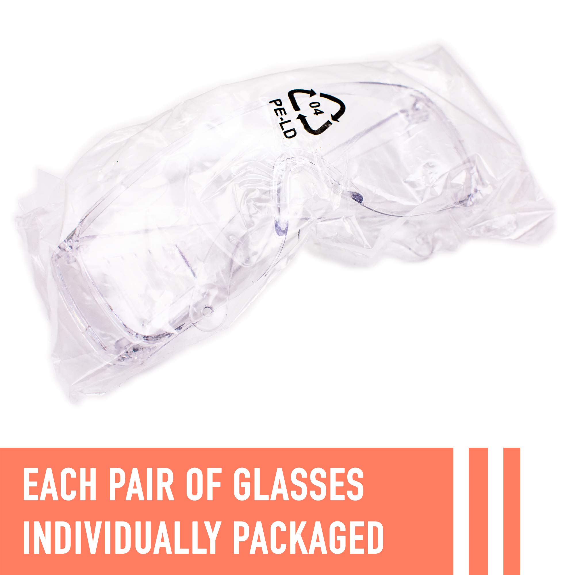 Aqulius 3 Bulk Pack Safety Glasses Over Eyeglasses (Anti-Fog & Scratch Resistant) Crystal Clear Eye Protection - OTG Safety Goggles