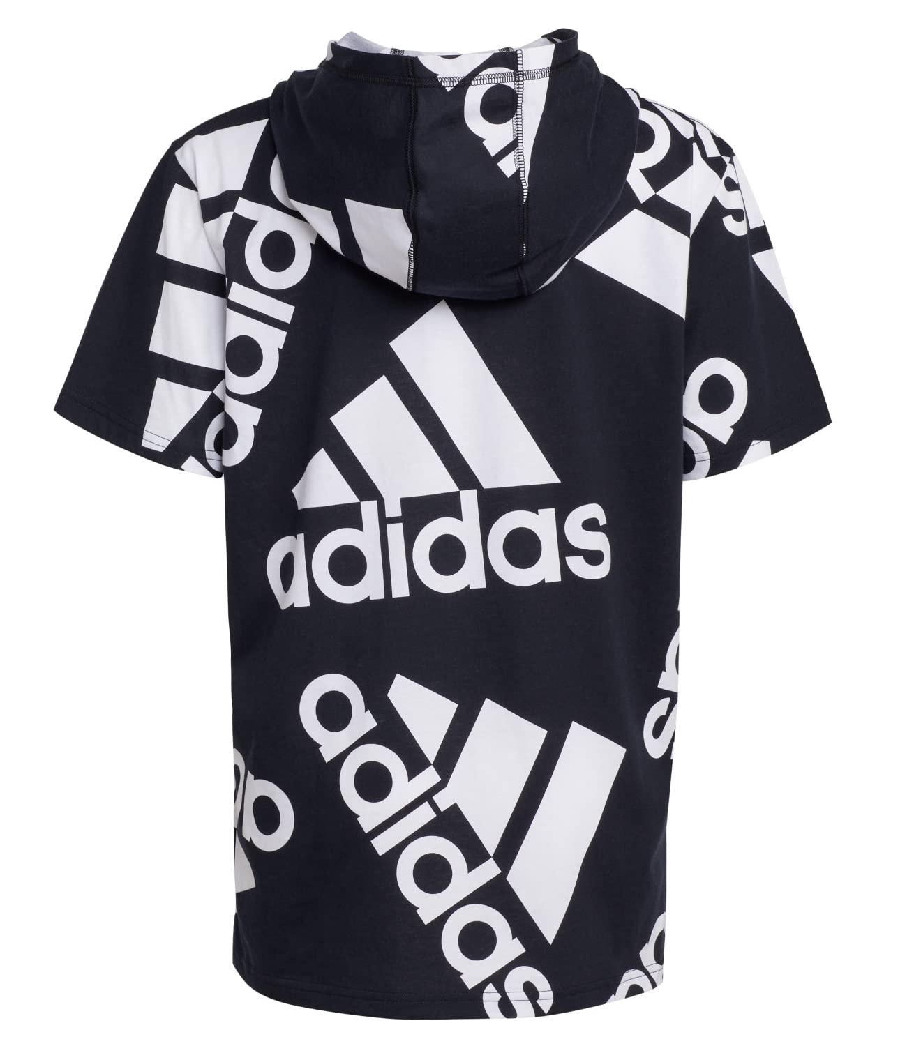 adidas Boys' Big Short Sleeve Hooded T-Shirt (Large, Brand Love Black)
