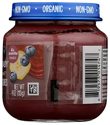 HAPPY BABY Organic Stage 2 Bna Blbry Beet Baby Food, 4 OZ