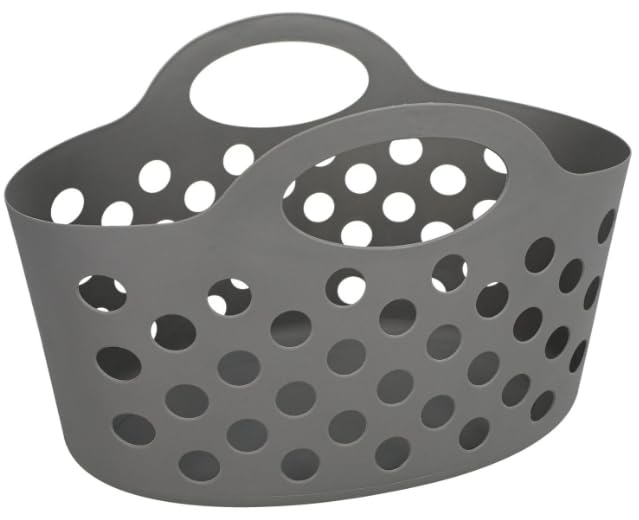 Basket with Handles 3 count Plastic Oval Carry Totes 12"x7"x7" (Black, Dark Gray, Navy Blue)
