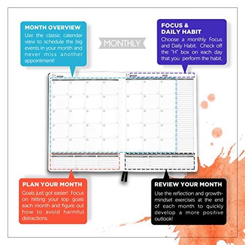 Panda Planner Pro - Best Daily Planner - Boost Happiness & Productivity - 6 Month Undated - Guaranteed Organization - Purple 8.5 x 11" Large Planner