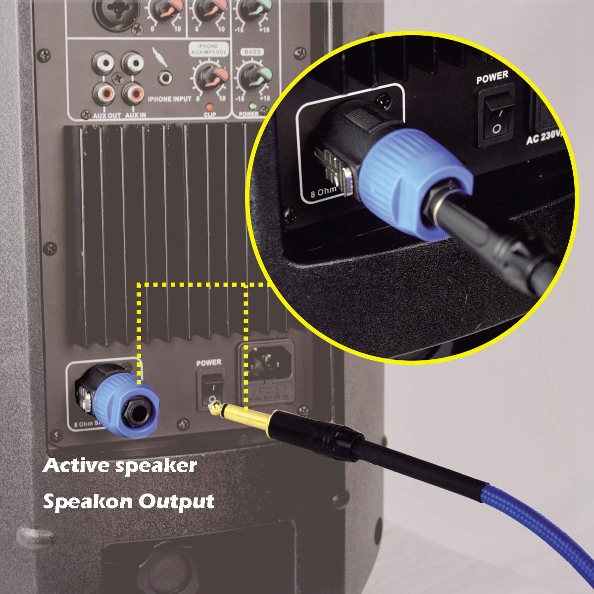 ASNIGBAX Speakon to 1/4 Adapter - 2 Packs, Speakon Male to 1/4" TS Female Converter Connectors