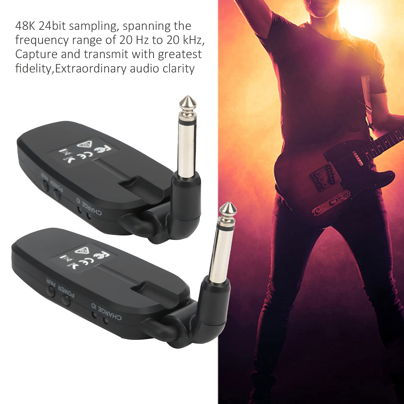 Guitar System Rechargeable Guitar Transmitter Receiver Audio System 48K 24bit 20Hz-20KHz Electronic Bass Pickup Amplifier Accessories
