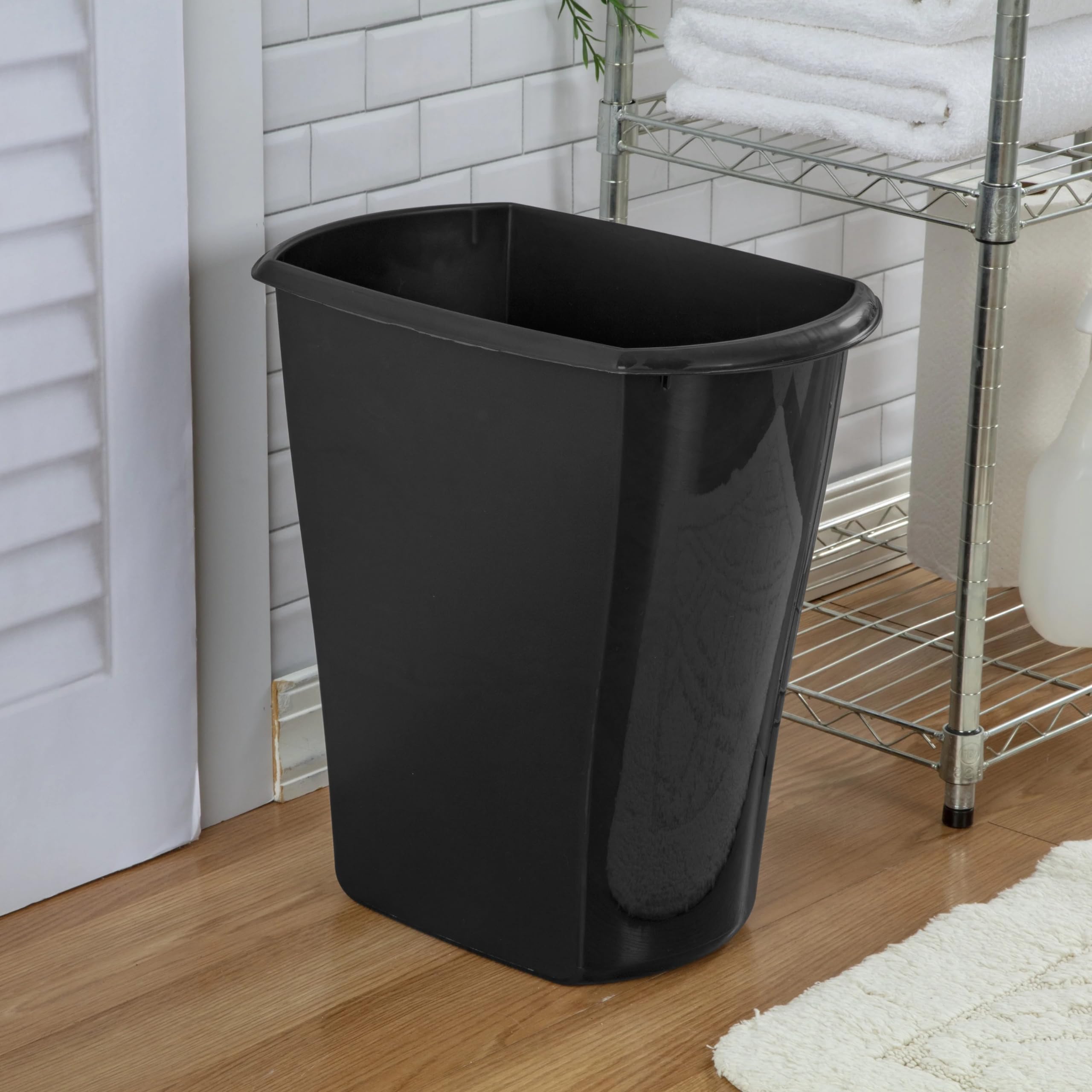 AYOYZ 5.5 Gal. Rectangular Wastebasket Plastic, Black