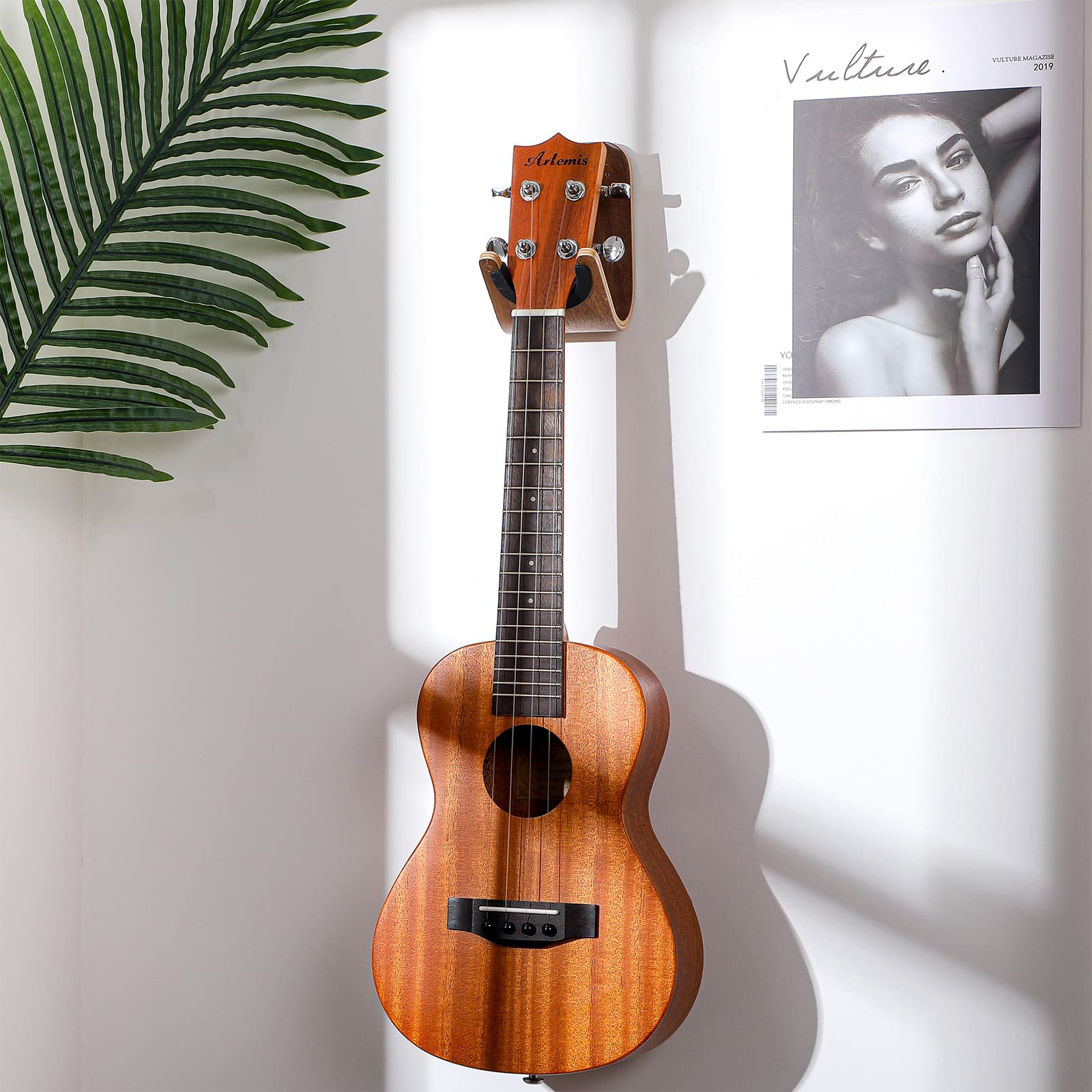 Guitar Wall Mount Holder Guitar Hanger with Pick Slot Skateboard Rack Modern Design Guitar Hook Ukulele Stand Wooden Violin Display Stand with Tool for Storage Bass Acoustic Mandolin Banjo (2 Sets)