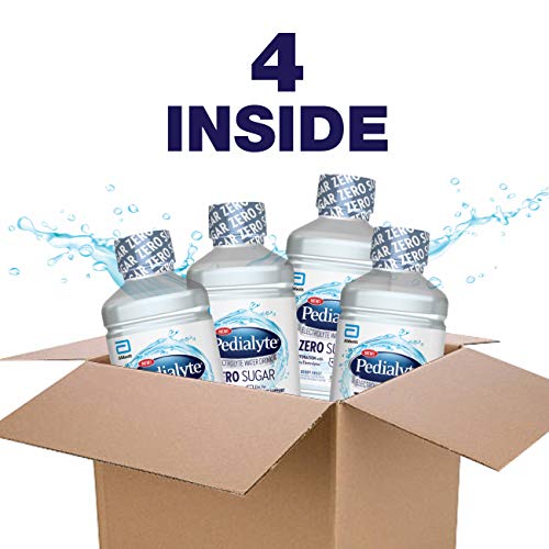 Pedialyte Electrolyte Water with Zero Sugar, Hydration with 3 Key Electrolytes & Zinc for Immune Support, Berry Frost, 1 Liter, 4 Count